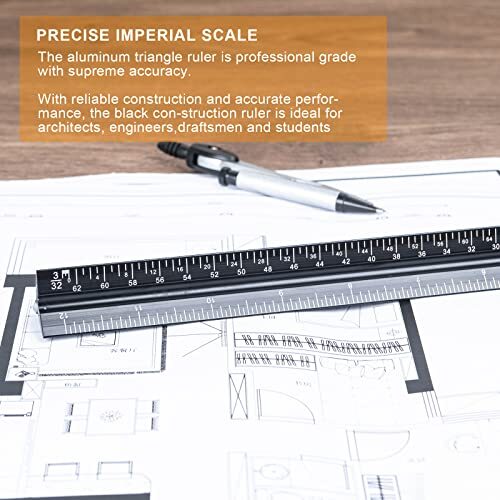 12'' Metric Metal Engineers Triangle Drafting Ruler with Imperial ...