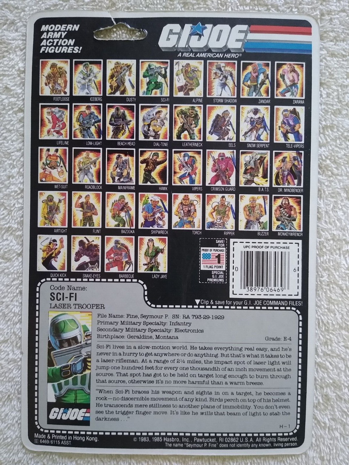 Original GI Joe Sci-Fi 3.75" Action Figure Cardback File Card Hasbro | eBay