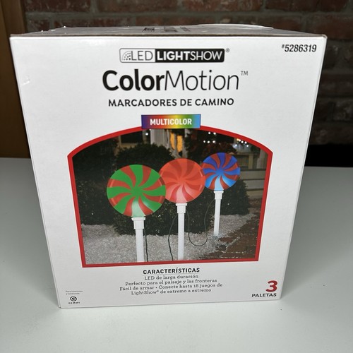 Peppermint Lollipop Pathway Lights Gemmy 3 Lightshow Color Motion ...