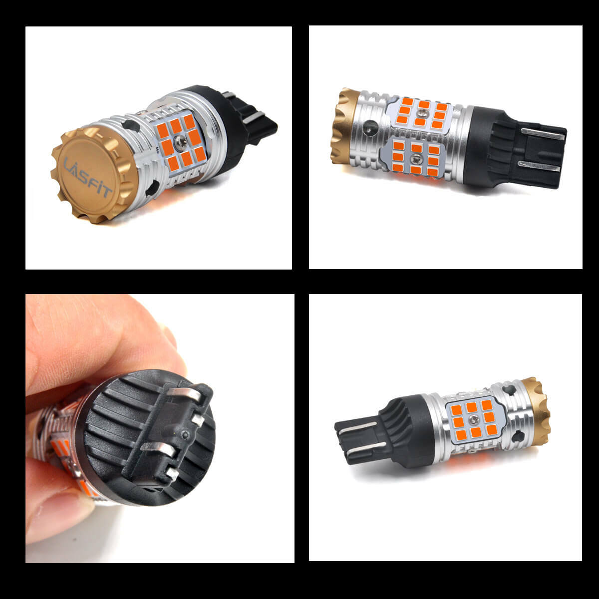 Lasfit 7443 7444 LED Front Turn Signal Light Bulbs Amber 3000K Canbus ...