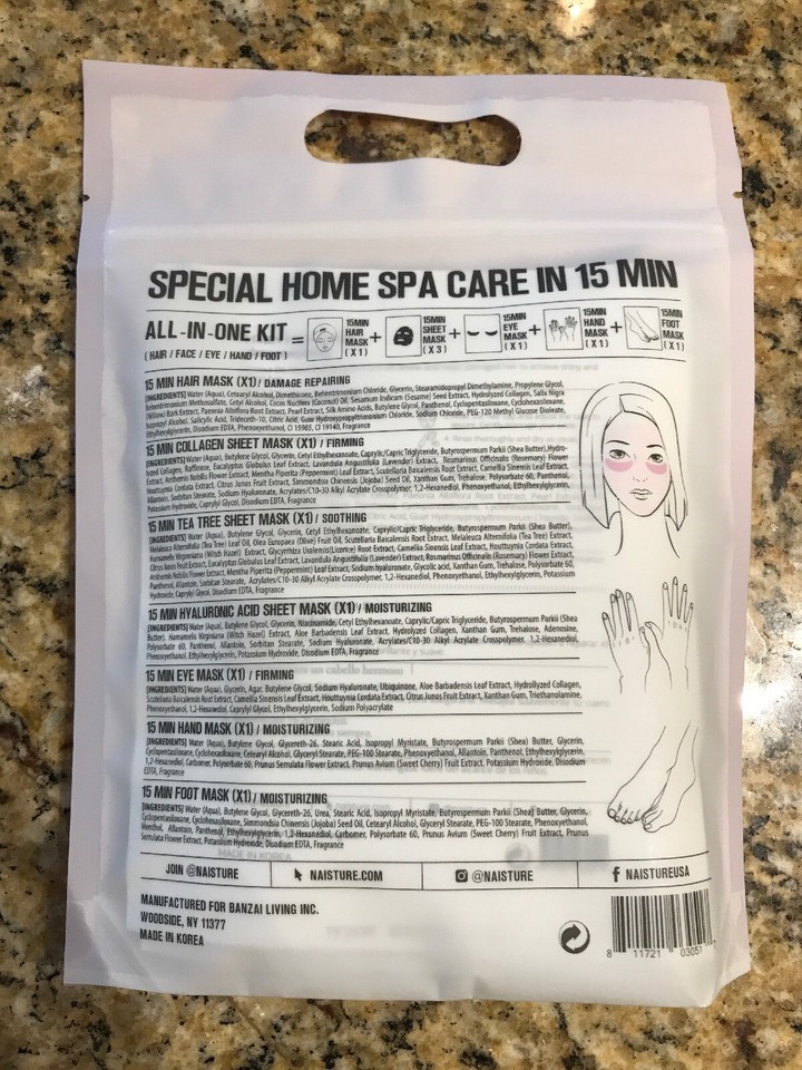 NEW NAISTURE 15 MIN PAMPER ME KIT FOR INSTANT GLOW -7 different masks ...