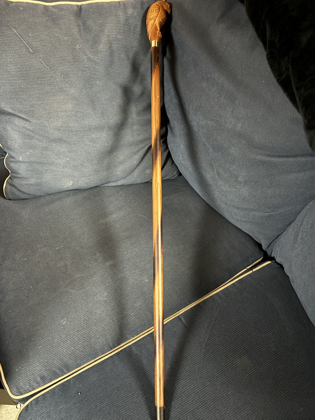 Vtg Hand Carved Handmade Eagle Head Handle Wooden Walking Stick Cane ...