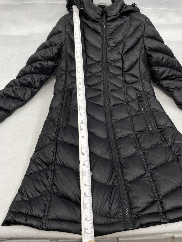 Andrew Marc Packable Down Long Removable Hooded Puffer Black Jacket ...