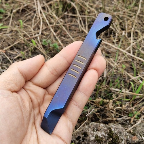 Titanium Pry Bar Crowbar Bottle Opener EDC Pocket Multi Tools Keychain ...