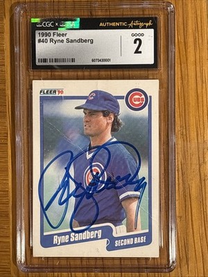 1990 Fleer - Ryne Sandberg #40 AUTHENTIC Autograph Signature CGC Graded ...