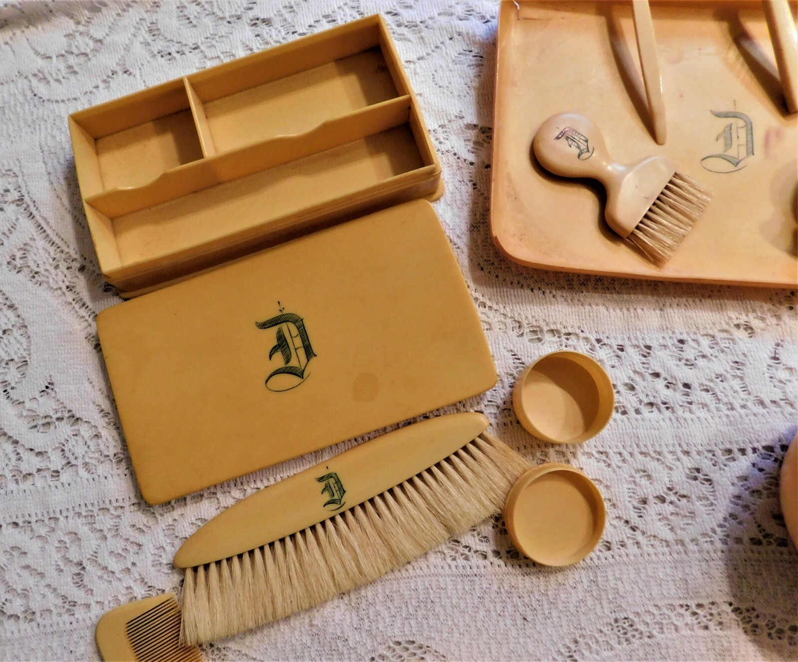 Giant Collection Antique Early 1900's Du Barry Ivory Pyralin Vanity Set ...