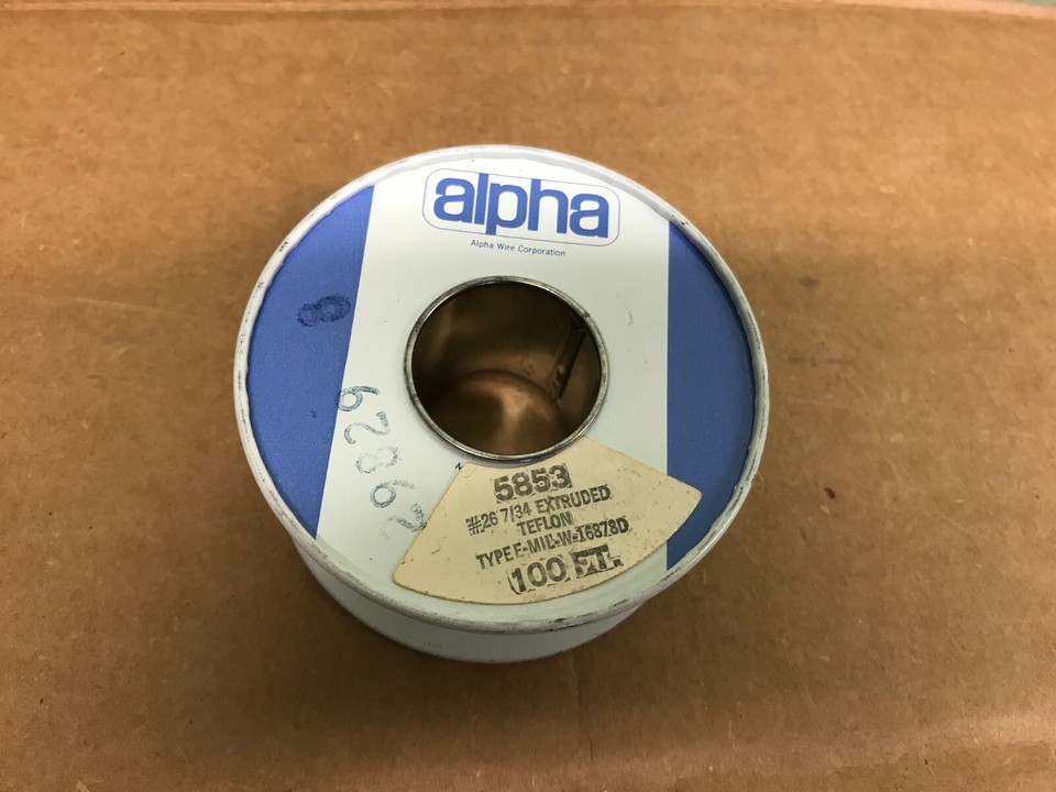 NEW ALPHA 5853 #26 7/34 EXTRUDED TEFLON TYPE E-MIL-W-16878D 100 FT ...