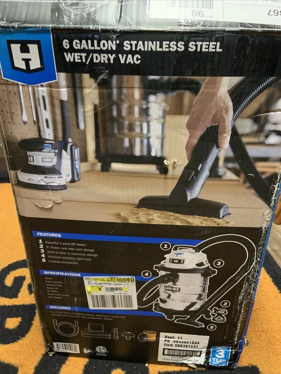 HART Gallon Peak HP Stainless Steel Wet/Dry Vacuum,, 60% OFF
