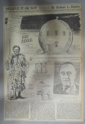 Believe It Or Not by Robert Ripley Sunday Page 10/29/1933 Size: 11 x 14 ...