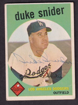 Duke Snider 1959 Topps #20 VG Vintage Autograph Card JSA COA | eBay