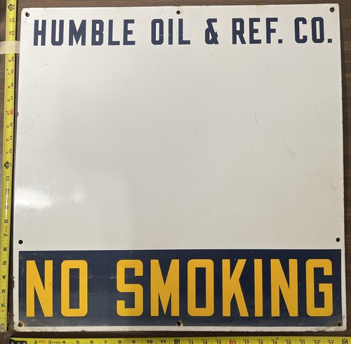 Large Vintage Porcelain Oil Field Sign - Humble Oil & Refining Co ...