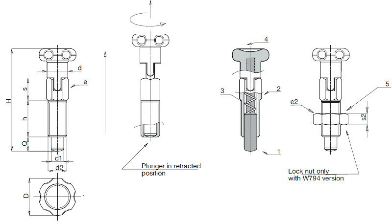 STAINLESS STEEL Indexing plunger spring loaded locking pin M6 M8 M10 ...