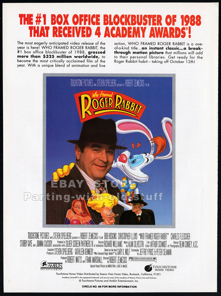 WHO FRAMED ROGER RABBIT__Original 1989 print AD / ADVERT__Steven ...