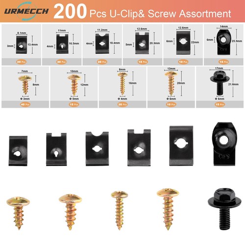 Universal Metal U-Type Screw + Clips Car Bumper Fender Trim Panel ...