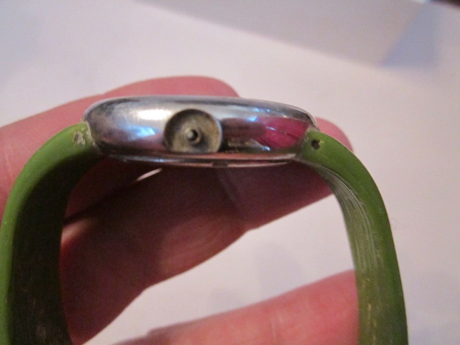 PHILIP STEIN FRUITZ WATCH - GREEN FACE AND BAND NOT WORKING - QUARTZ ...