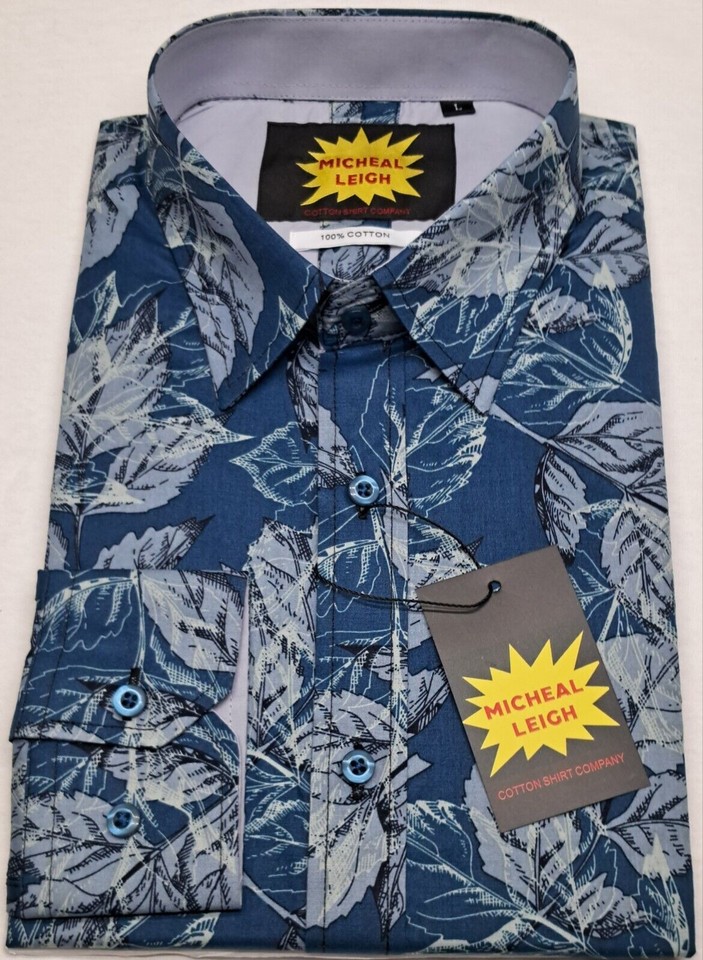Big Size Floral Leaf Pattern Shirt Long Sleeve For Men 100% Cotton 2XL to 6XL | eBay UK