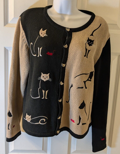 Christopher and Banks, "Childless Cat Lady" sweater, brown and black ...