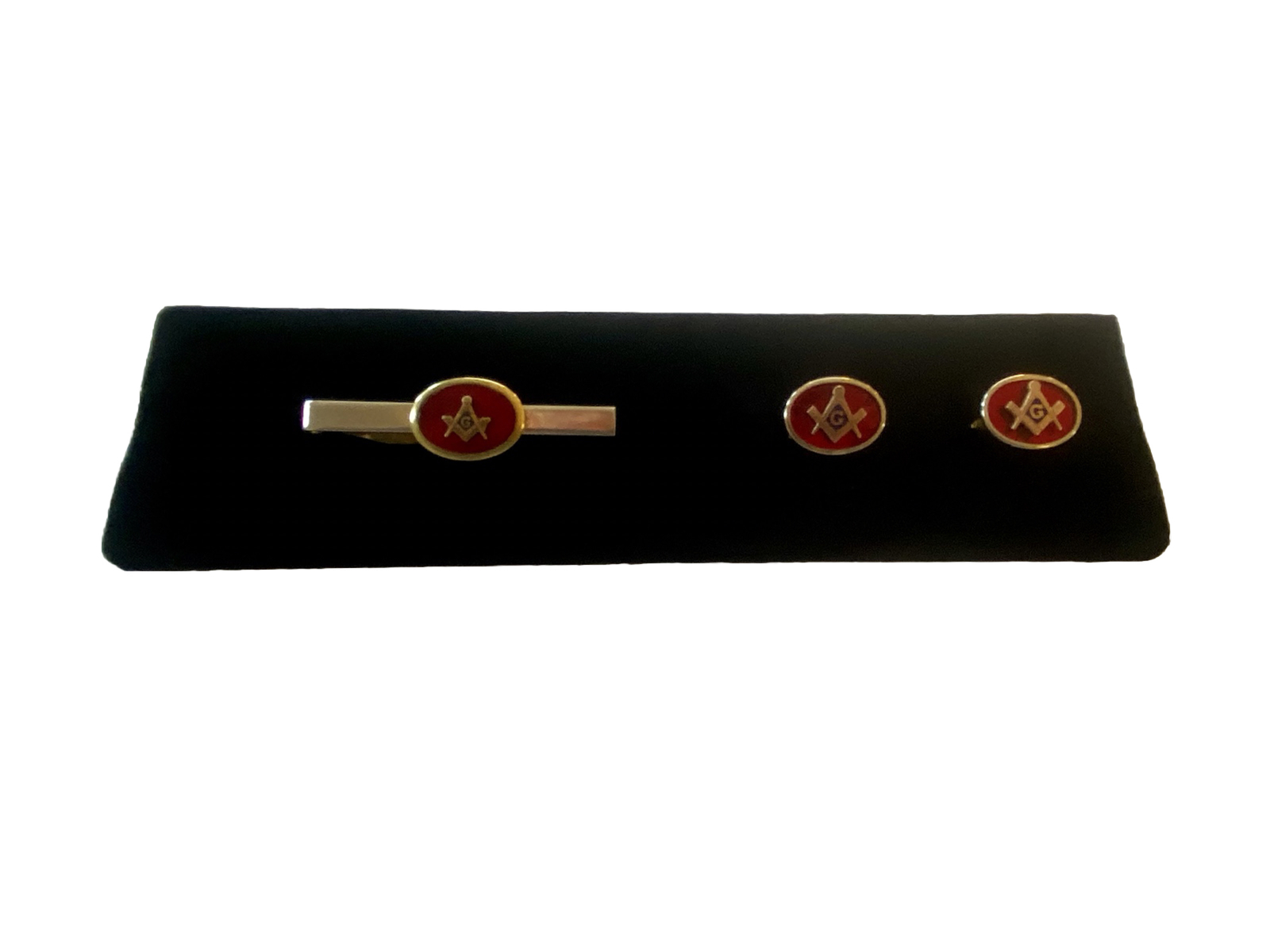Vintage Anson Red Oval Masonic Bullet Back Cufflinks … - Gem