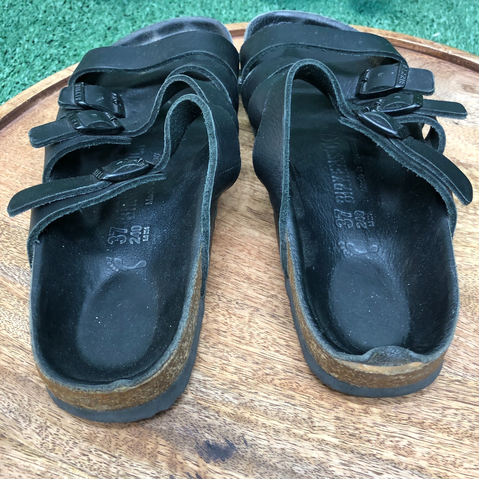 Birkenstock Women’s Delmas Black Leather 4-Strap Sandals Slides Size 37 ...