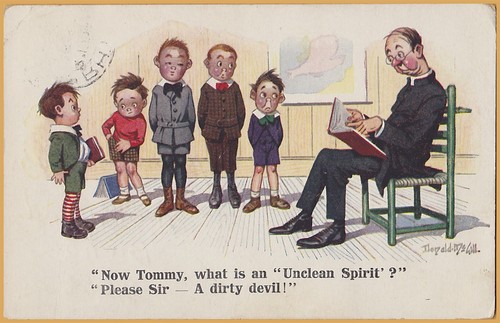 Comic-"Tommy, what is an unclean spirit- Dirty devil" Priest and boy ...