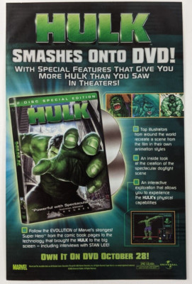 Hulk Print Ad DVD Poster Art PROMO Original Eric Bana 2003 Movie Marvel ...