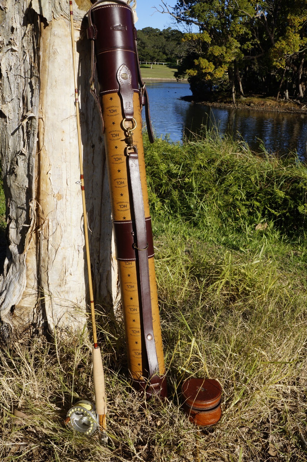 FLY FISHING, LEATHER ROD TUBE and 2 REEL CASES | eBay