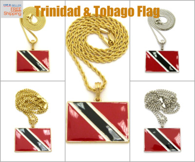 Hip Hop Polished Trinidad & Tobago Flag Pendant 24" Various Chain ...