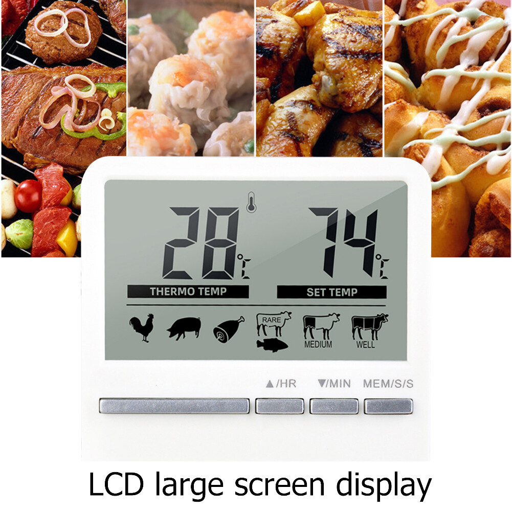 Electronic LCD Digital Food Thermometer BBQ Meat Probe Temperature ...