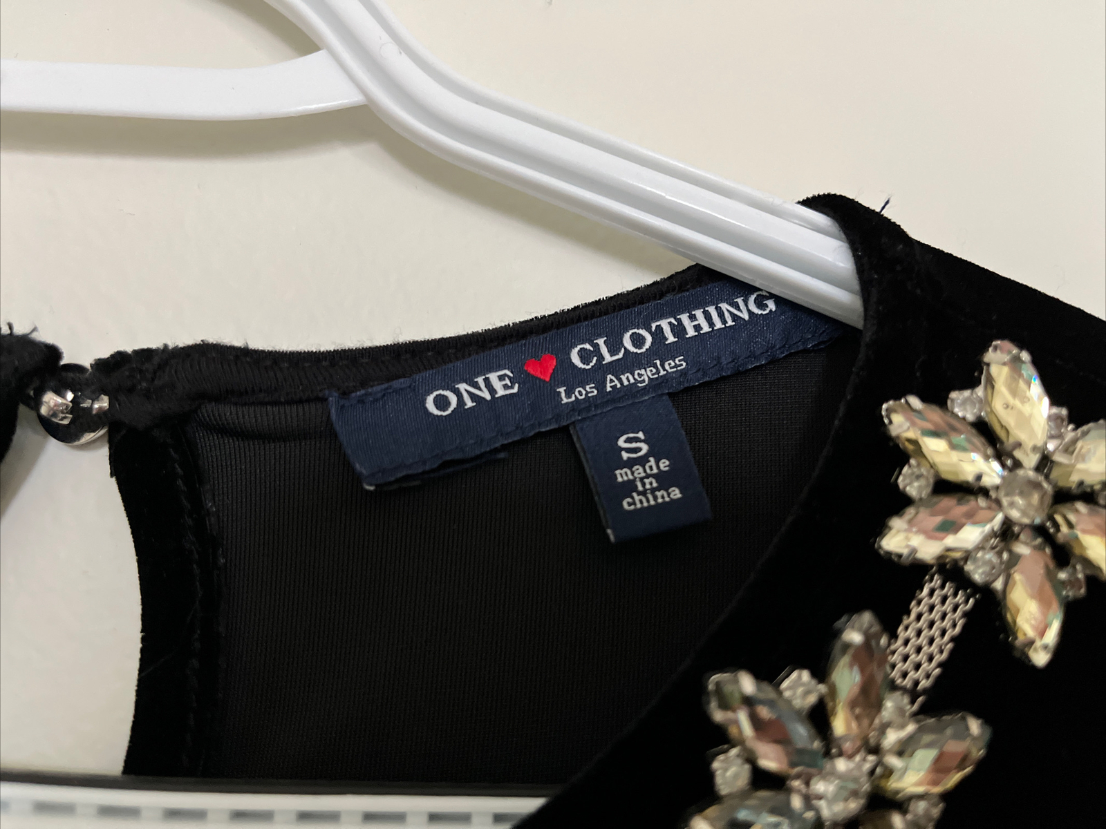 One Clothing Los Angeles Velvet Black Short Rhinestone Dress Girls Size ...