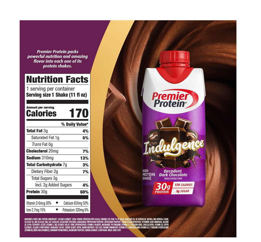 Premier Protein Indulgence Protein Shake,30g Protein, 11 floz,4Ct ...