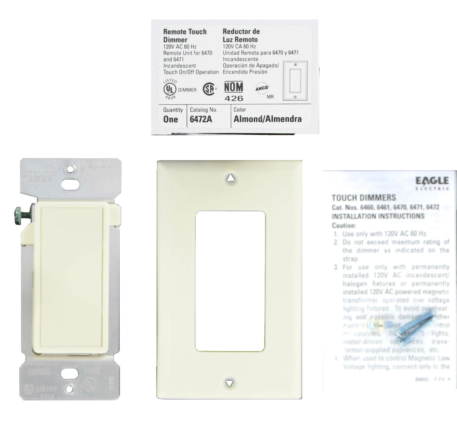 1 Pc Almond Decora Remote Switch 6472A for 600/1000W Dimmer | eBay