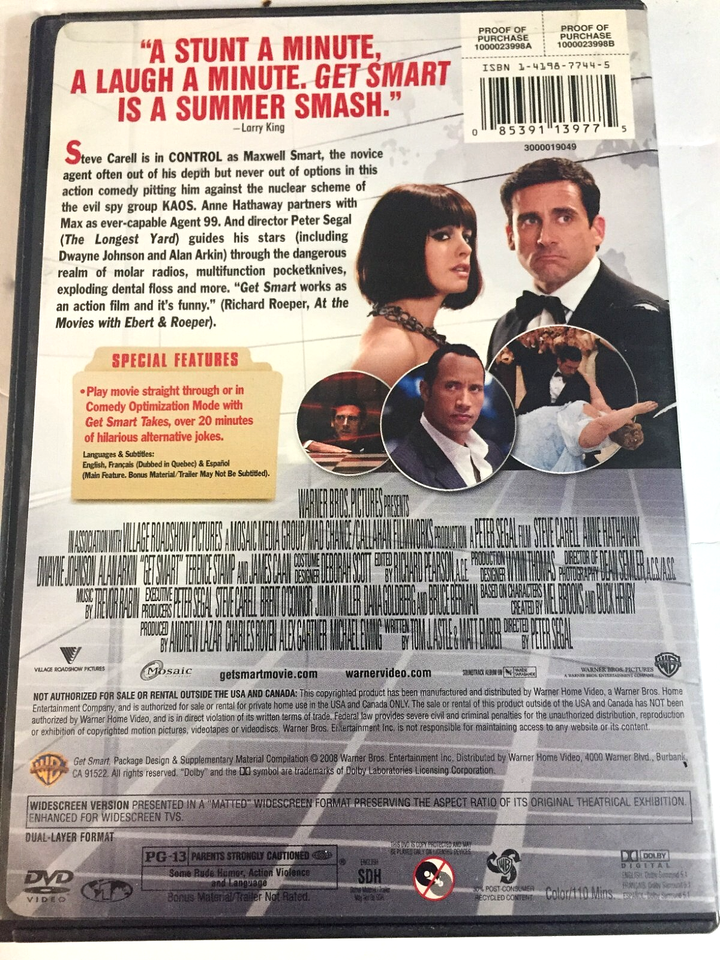 Get Smart Widescreen Steve Carell DVD Ships Free Same Day With Tracking ...