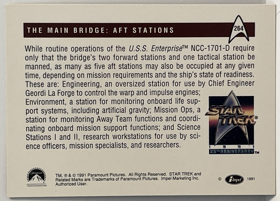 Impel 1991 Star Trek The Next Generation The Main Bridge: Aft Stations ...