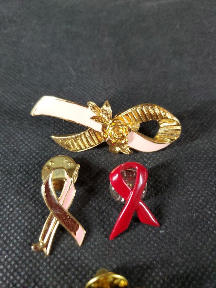 Breast Cancer Awareness Golf Lapel Pin Pink Red Ribbon Pin Lot Avon ...