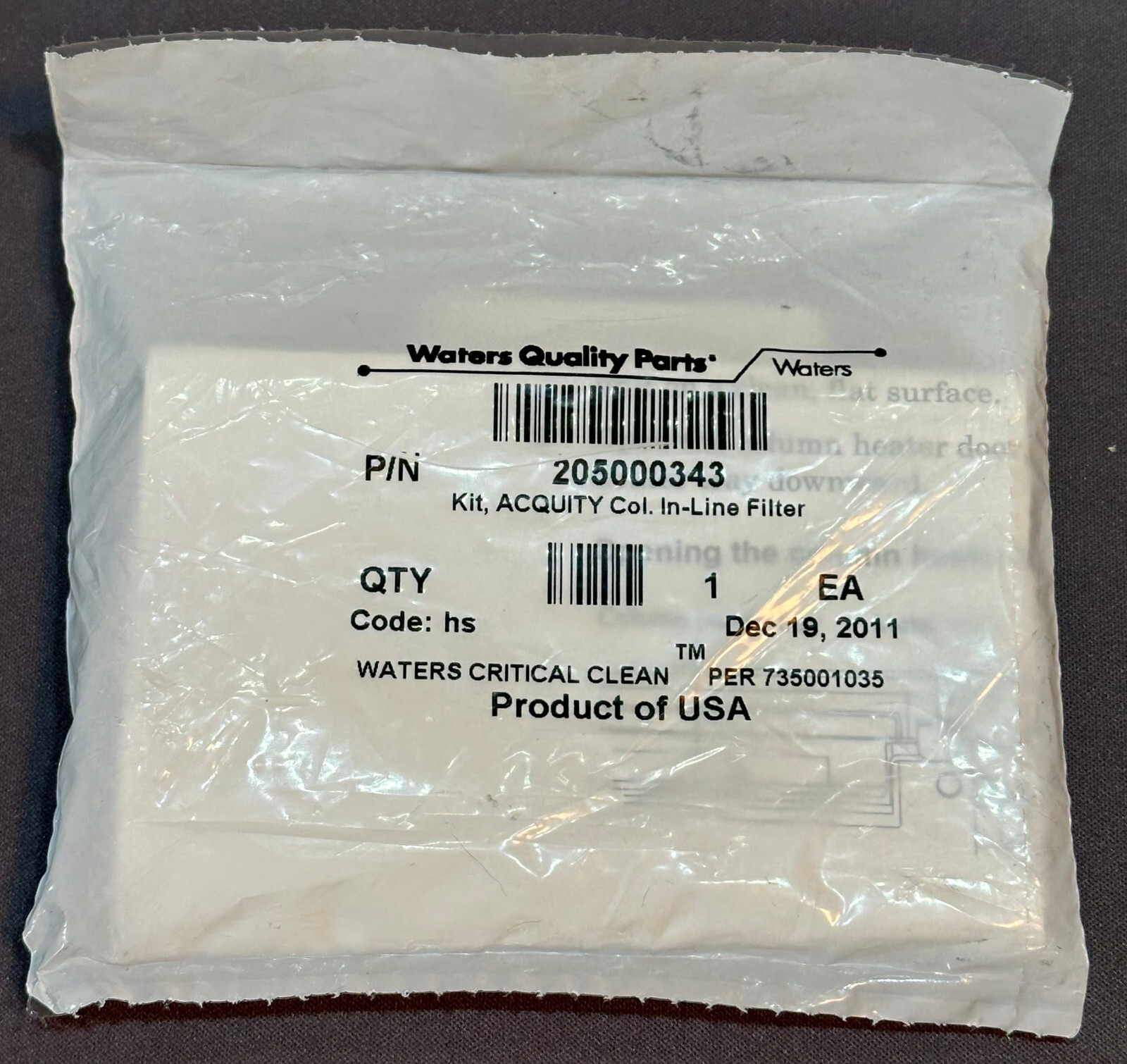 Waters® 205000343 Kit, ACQUITY Column In-Line Filter - NEW | eBay