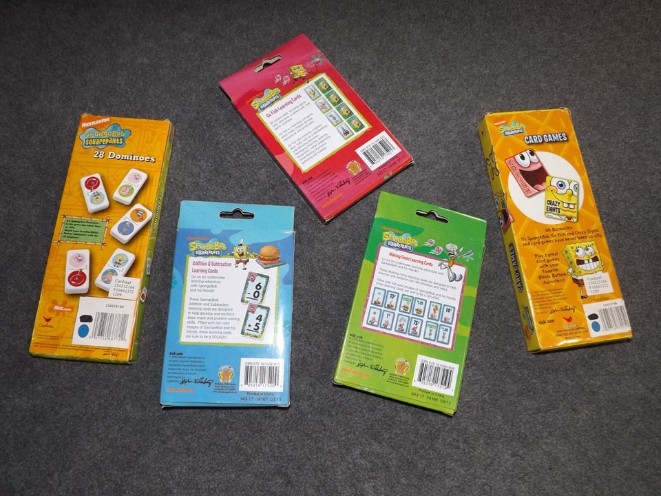 SpongeBob Flash Card & Game LOT - Add Subtract Making Cents - Crazy 8s ...