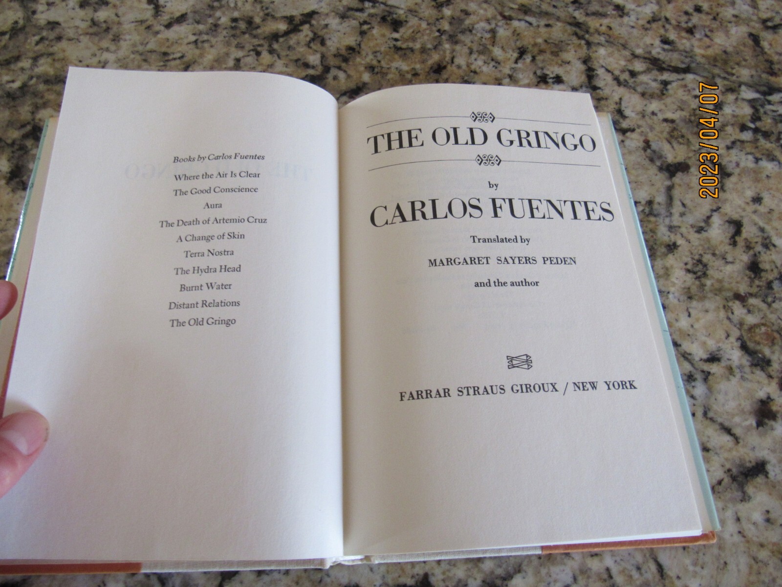 The Old Gringo-A Novel by Carlos Fuentes-HC-DC-1985-First Ed-Margaret ...