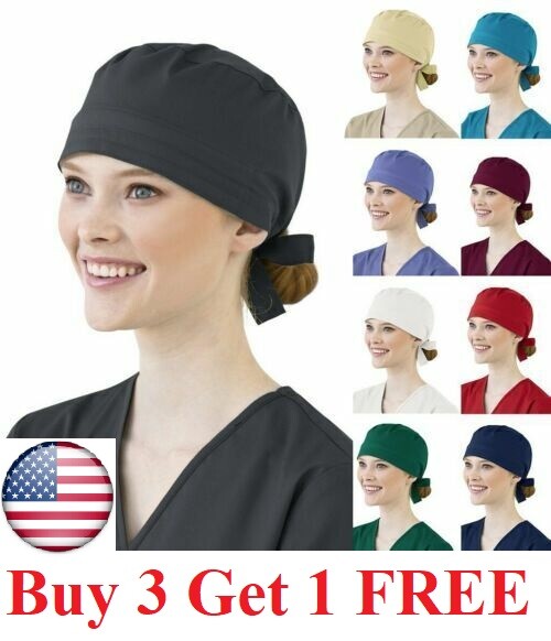 Beauty Salon Headwear Adjustable Nursing Scrub Hat - Cotton Elastic ...