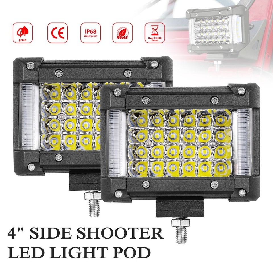2x4" Side Shooter LED Work Light Bar Cube Pods Spot Flood Combo Driving ...