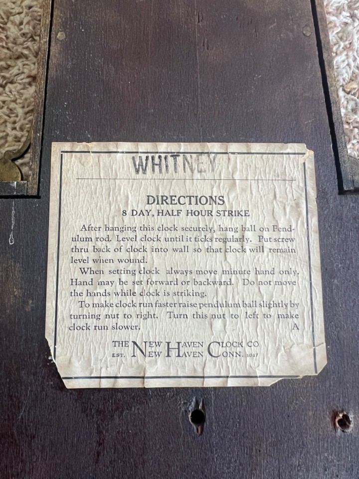 New Haven Clock Co "WHITNEY" Banjo Wall Clock 8 Day 1/2 Hour Strike | eBay