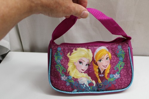 Disney Frozen Elsa & Anna Small Handbag/Purse Fuschia/Blue Polyester ...