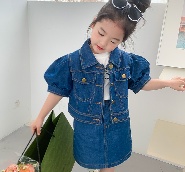 Girls Fashion Clothes Set 2 Pieces Suit Denim Coat+ Skirt Kids Clothes ...