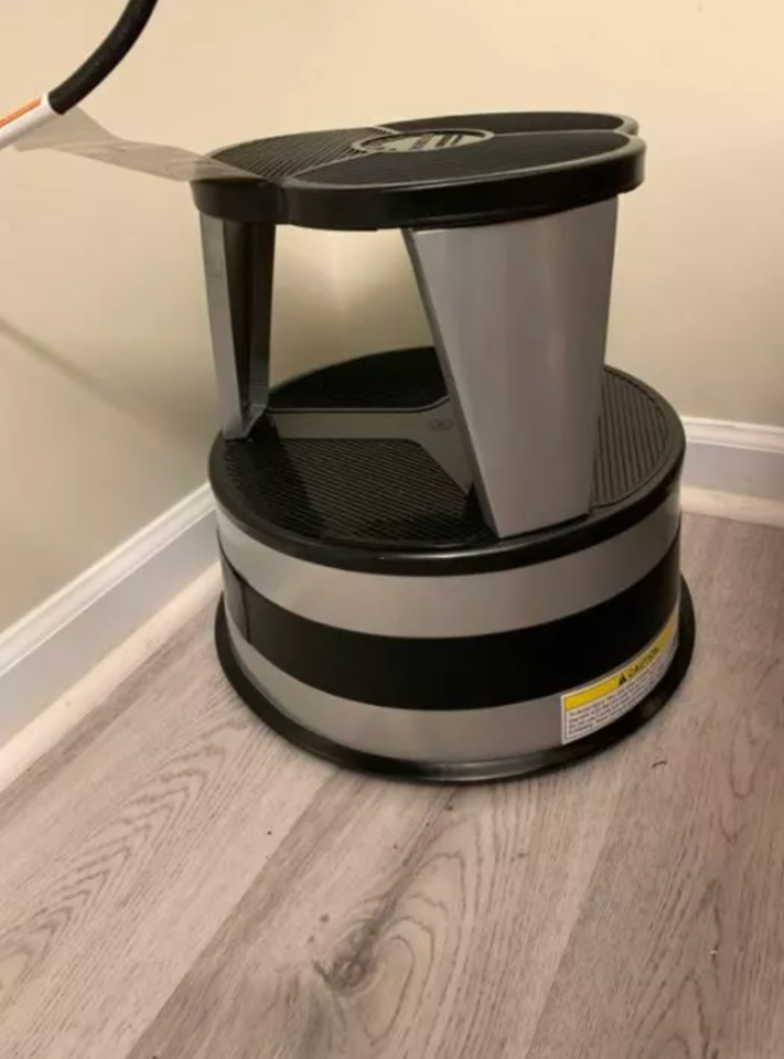 Mobile Metal Kick Step Up Stool Home Office Roll Ladder Library Casters ...