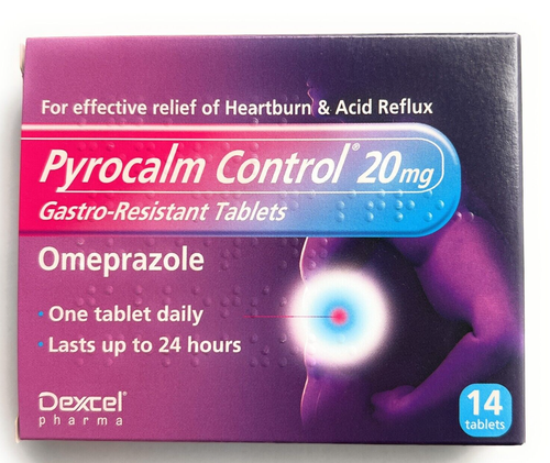 Pyrocalm Control Gastro-Resistant Omeprazole Tablets 20mg, 14 Tablets ...