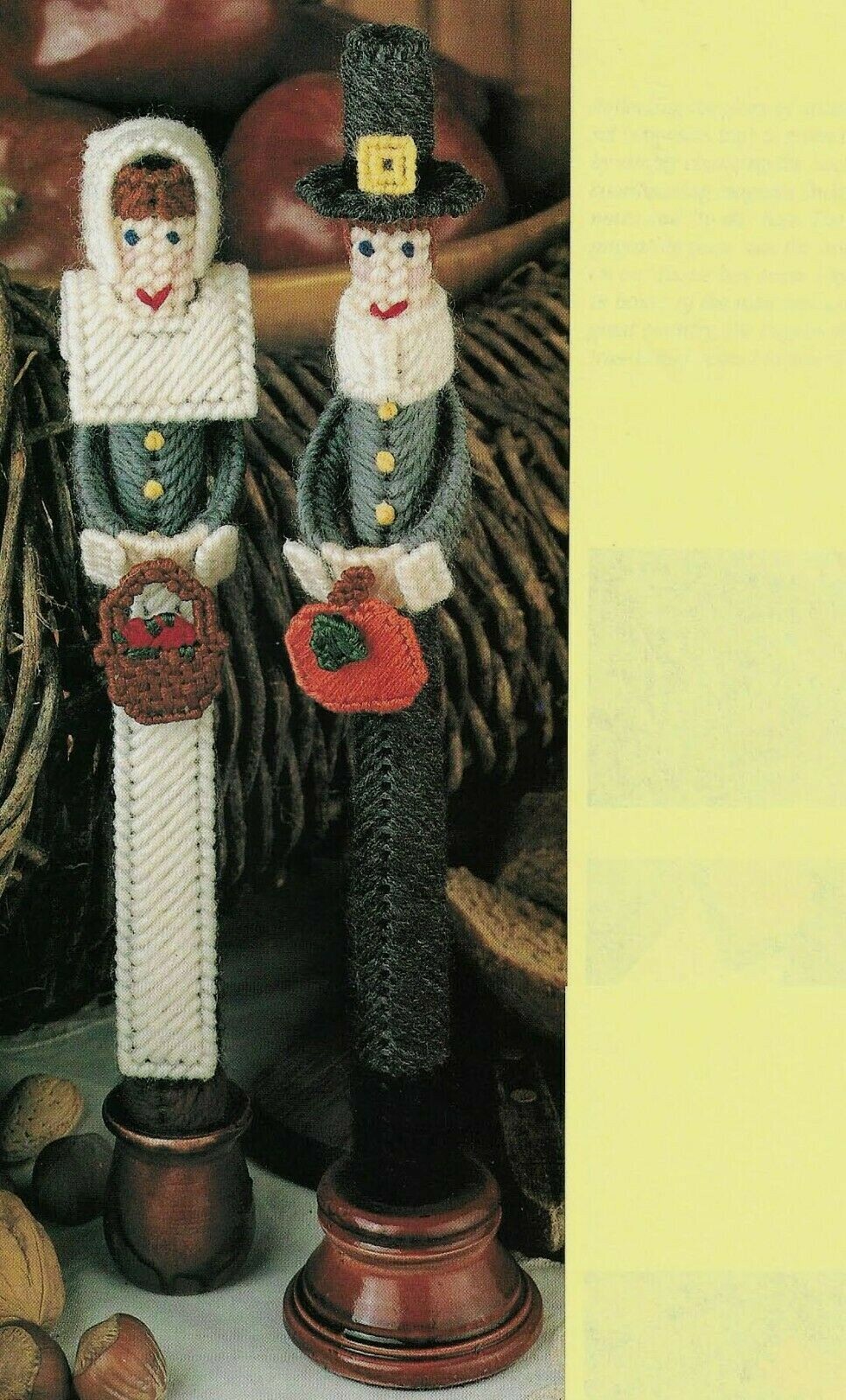 PILGRIM FIGURES CANDLESTICKS THANKSGIVING PLASTIC CANVAS PATTERN ...