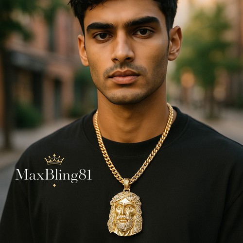 Jesus Portrait CZ Pendant 6mm 24" 30" 36" Cuban Chain Hip Hop Religious ...