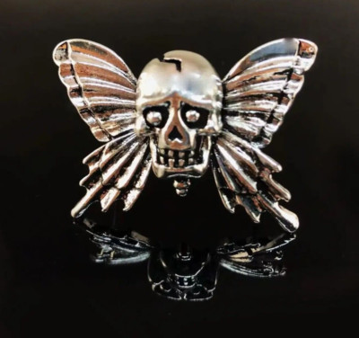 Winged Skull Pin Silver Moth Broach Pagan Jewelry | eBay