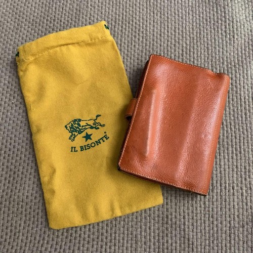 IL BISONTE Leather Notebook Cover 6 Holes Logo Brown with Storage Bag ...