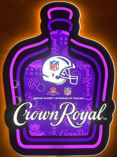 Crown Royal NFL logo LED Lighted Sign neon type display bar decor rare ...