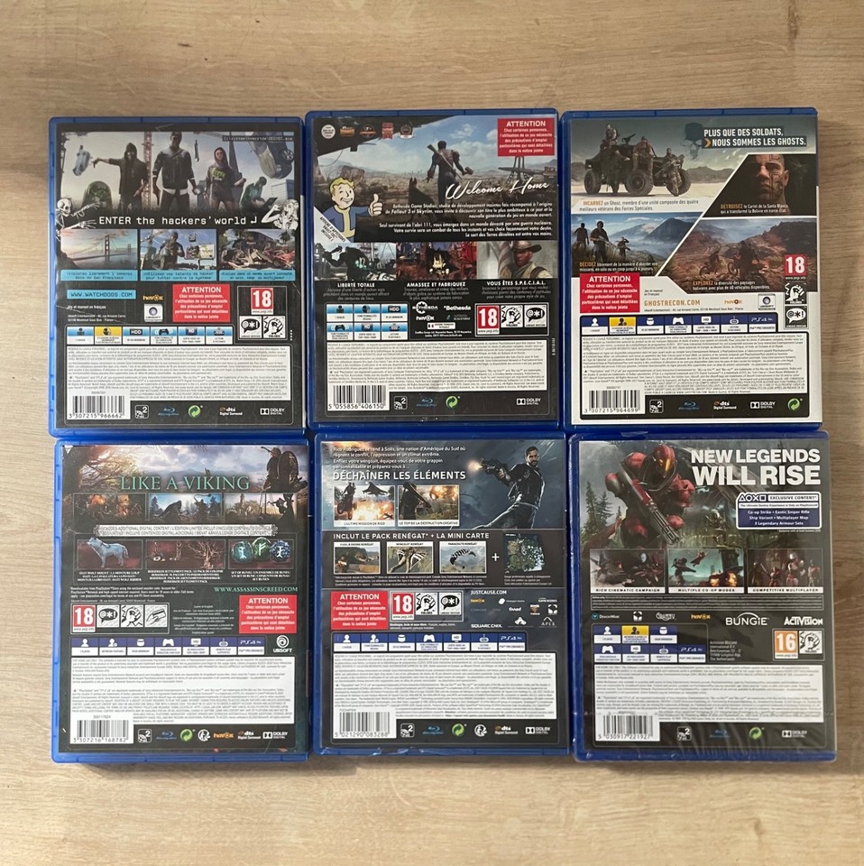 Lot 6 jeux PS4 complets – Watch Dogs 2, Fallout 4, Ghost Recon ...